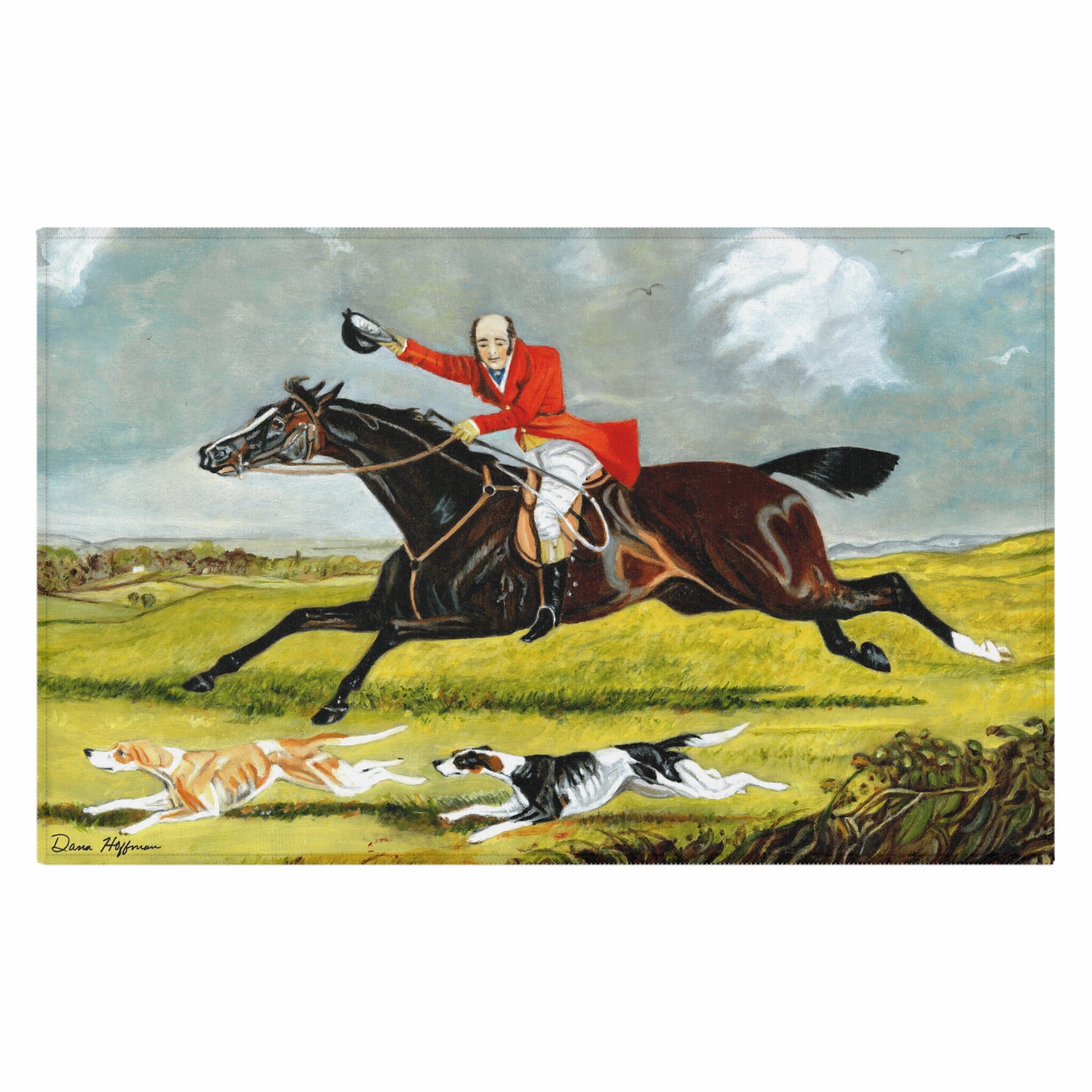 Talley Ho Hunt Rug, Fox Hunt, 18th Century, Home Decor, Primitive Art ...