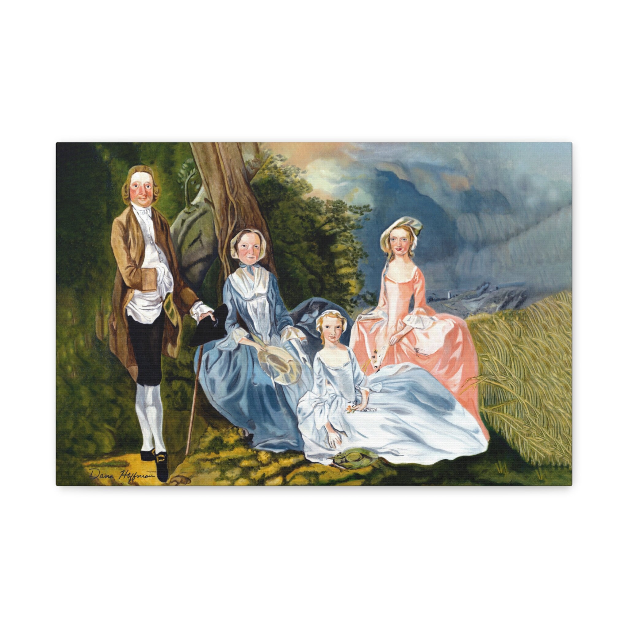 Colonial Family Artwork L Colonial L Folk Art Decor L Colonial Decor L ...