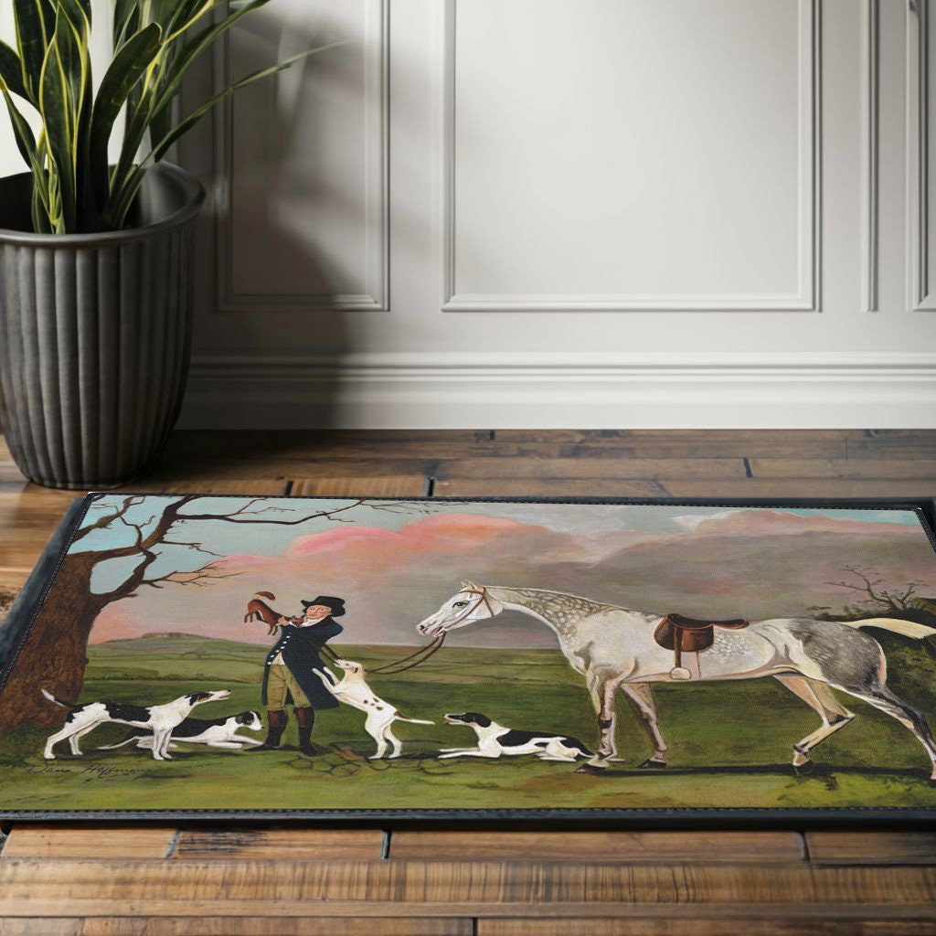 The Fox Hunt Floor Mat, Antique English Decor, Farmhouse Vintage, 18th ...
