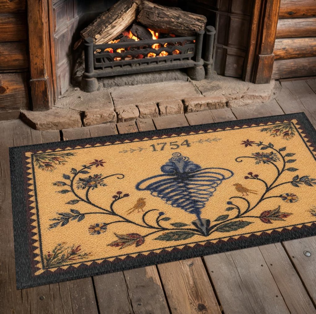 Primitive Colonial Bee Sting Rug - Rustic Folk Art for Early American ...