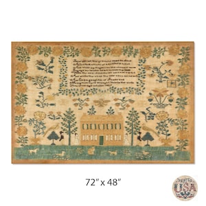 Homespun Colonial House Sampler Rug - Primitive Folk Art , Home Decor ...
