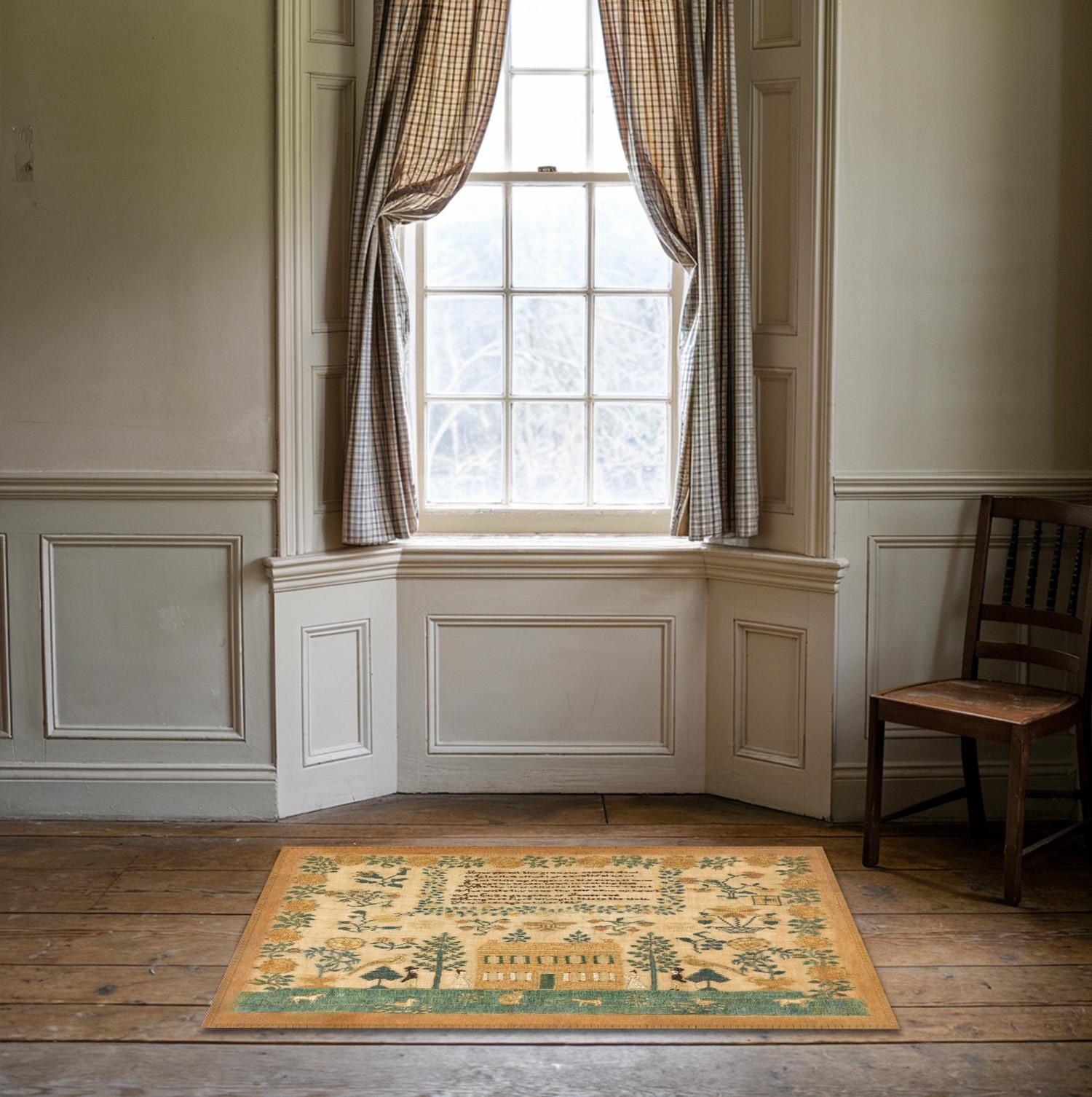 Homespun Colonial House Sampler Rug - Primitive Folk Art , Home Decor ...