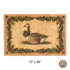 Primitive Goose Christmas Rug - Handcrafted Folk Art , Farmhouse ...