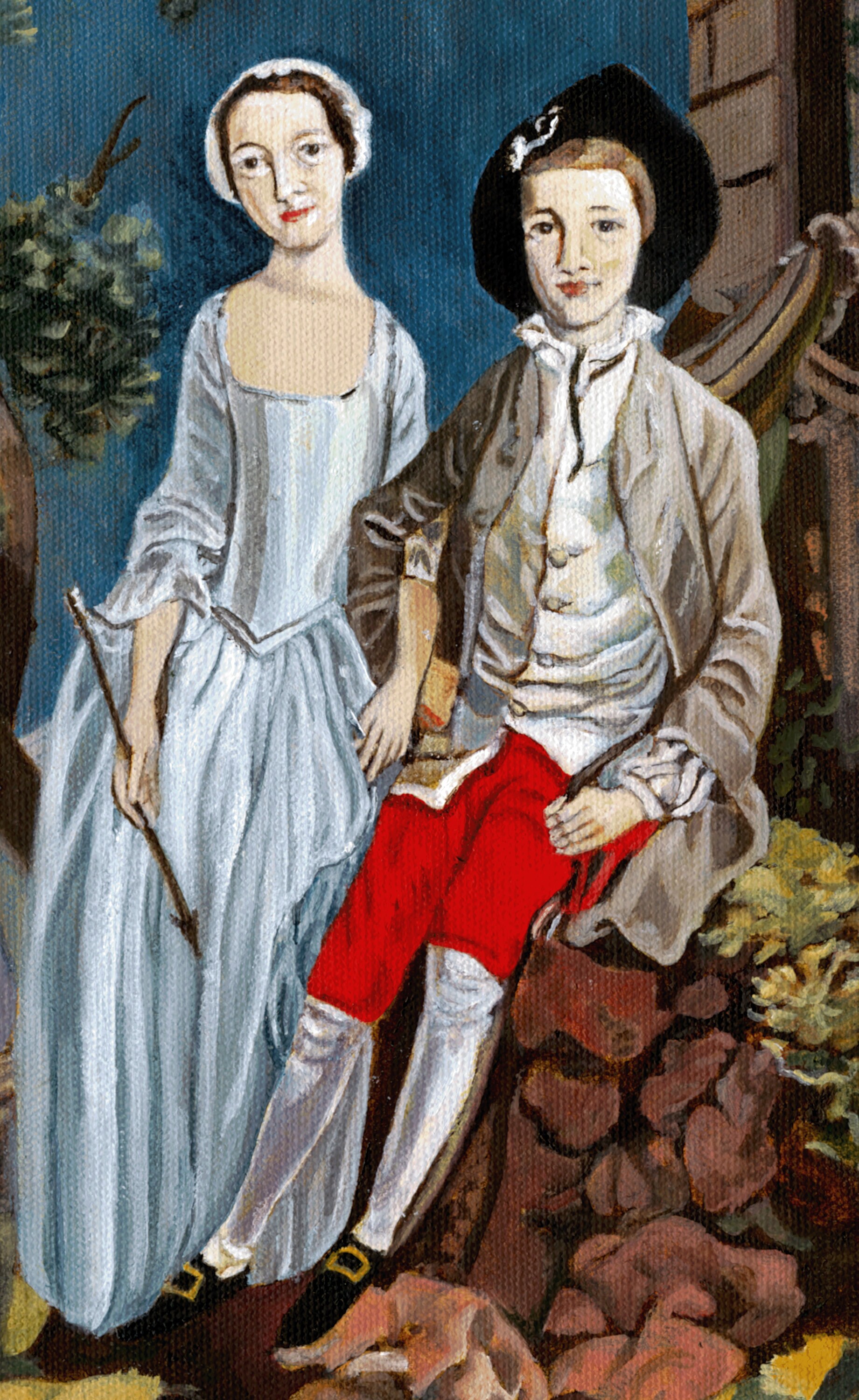 18th Century English Portrait Lloyd & His Sister, Oil Painting, Folk ...