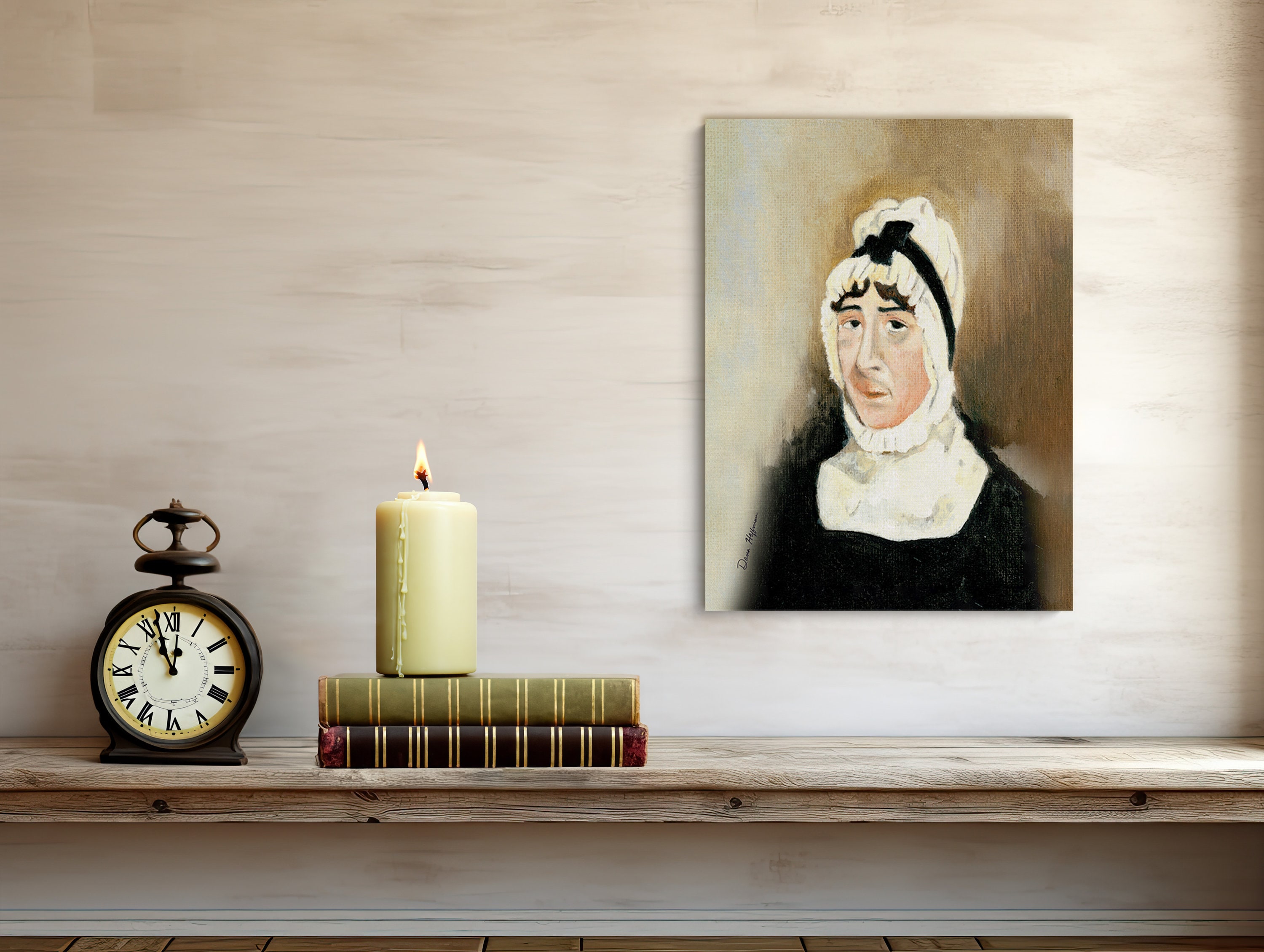 Portrait of a Quaker Woman, Wall Art, Oil Painting, Folk Art Picture ...
