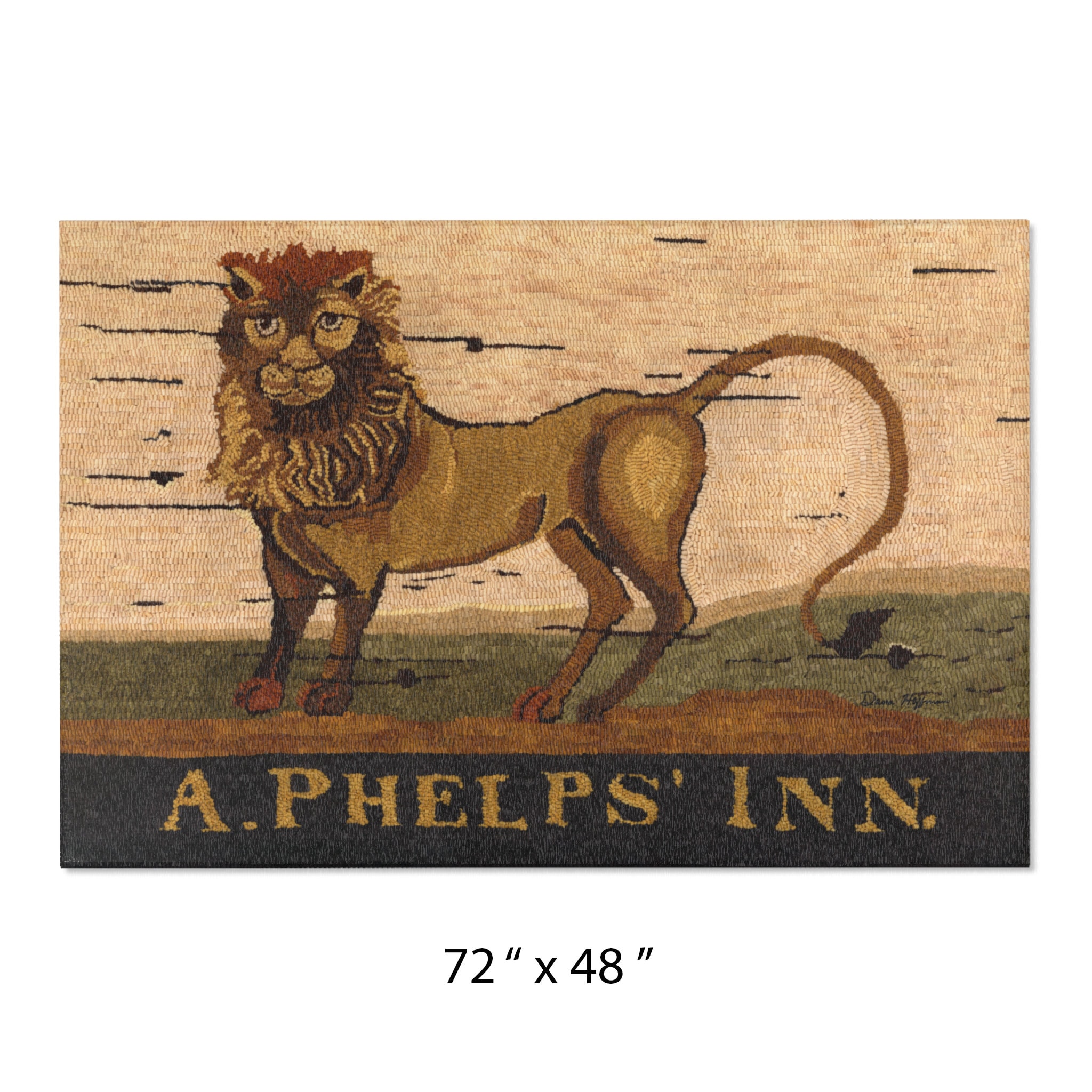 Handcrafted Tavern Inn Folk Art Floor Rug Colonial America Inspired ...