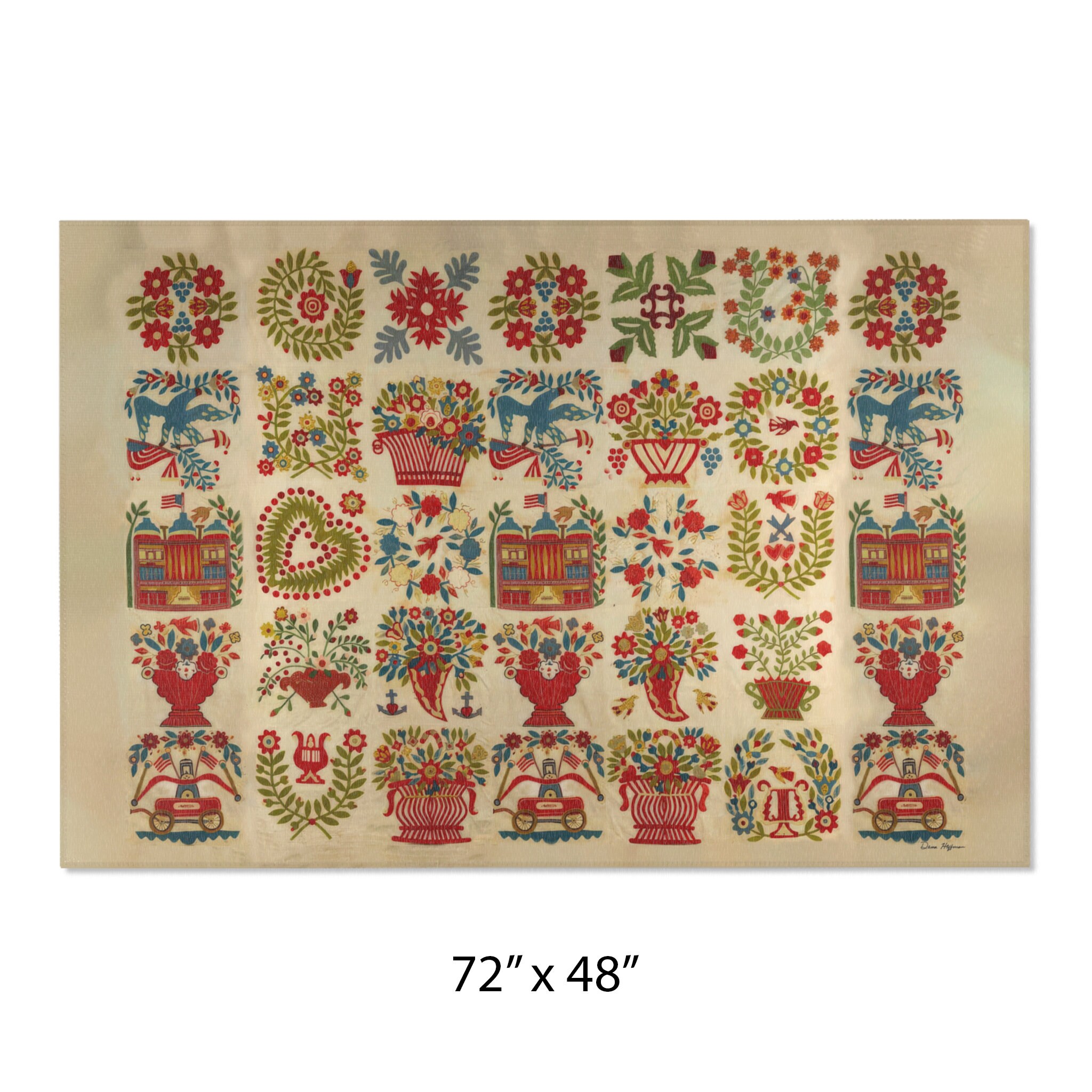 Colonial America Folk Art Floor Rug With Patriotic Baltimore Album ...