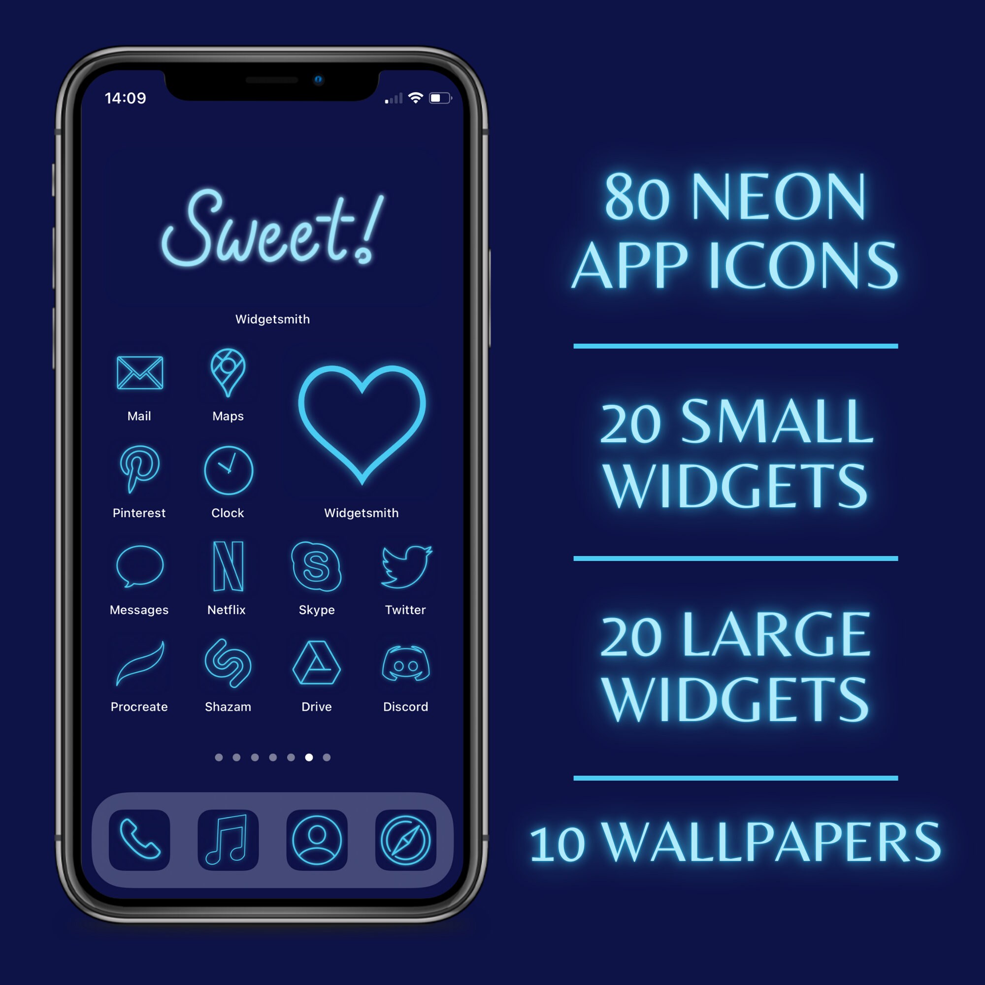 Blue Neon Ios App Icon Pack Blue Neon Aesthetic Ios 14 App - Etsy UK