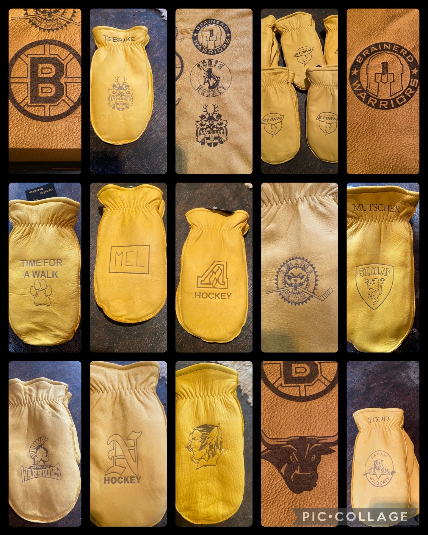 Custom Engraved Leather Mittens, Choppers, Custom Pondy Mitts - Etsy