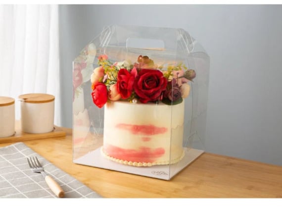 6 Transparent Cake Box With Handle - Etsy