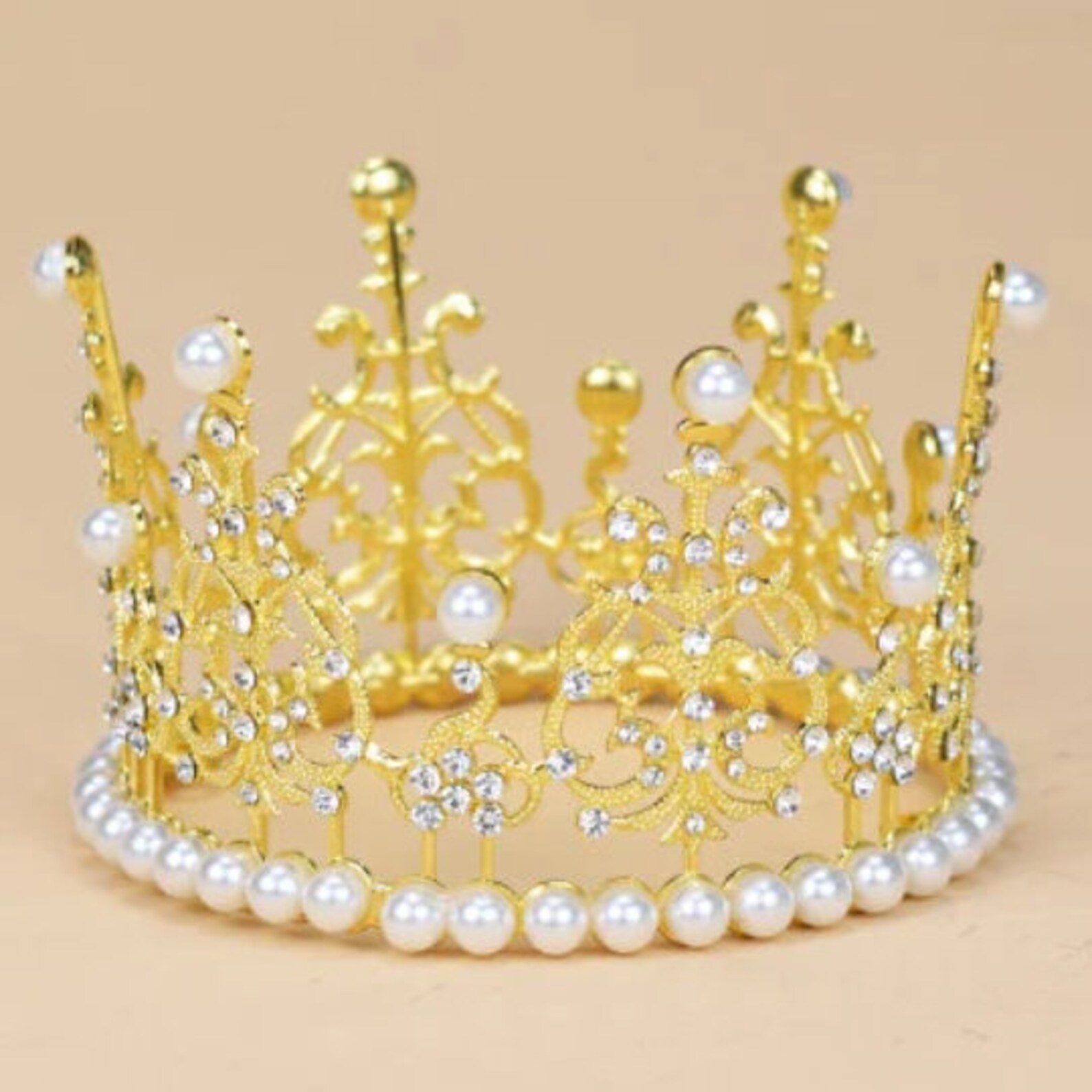 Pearl Style Crown Cake Topper gold or Silver - Etsy