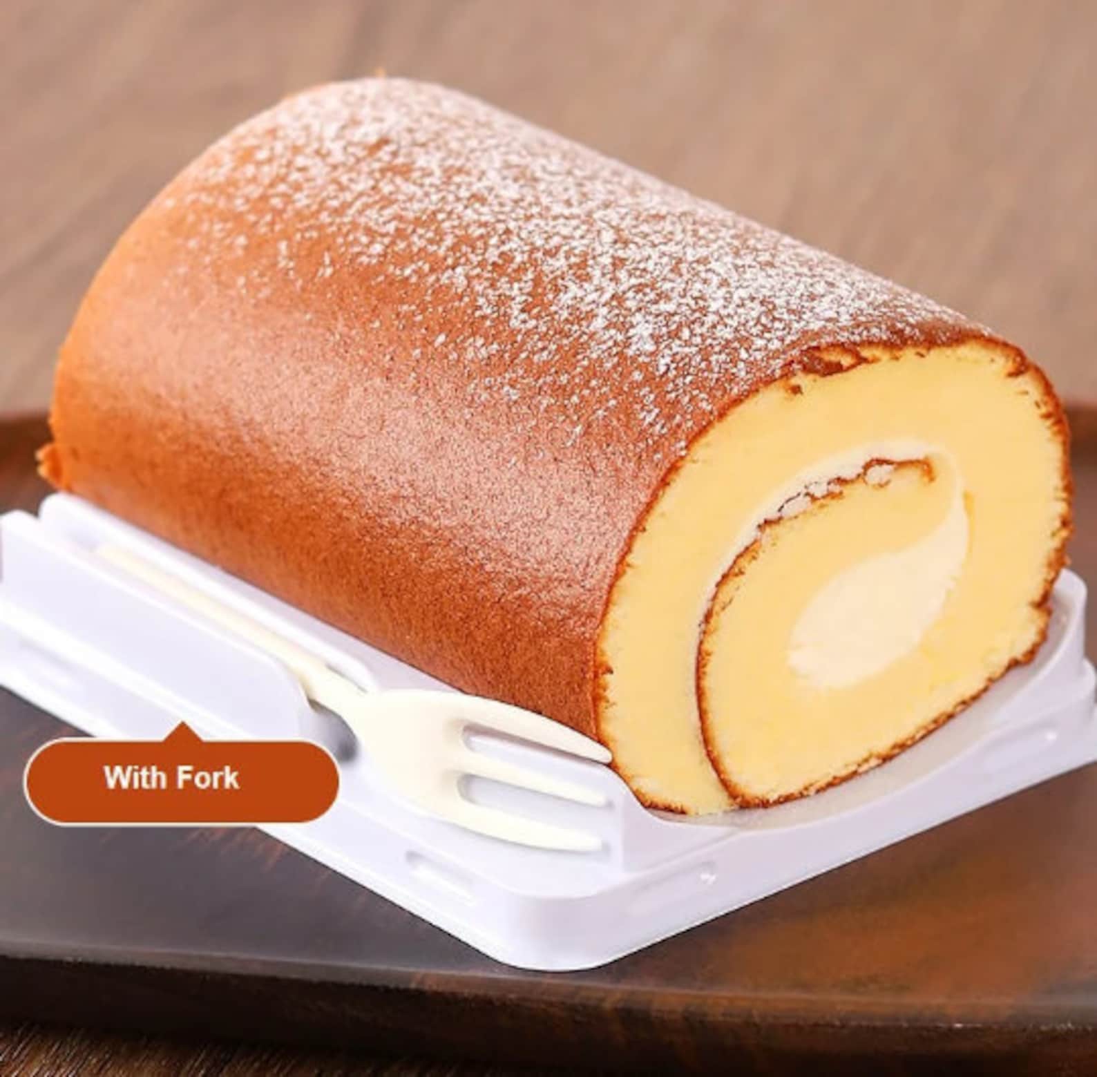 Mini Clear Plastic Swiss Roll Cake Box With Fork Set 10pcs - Etsy