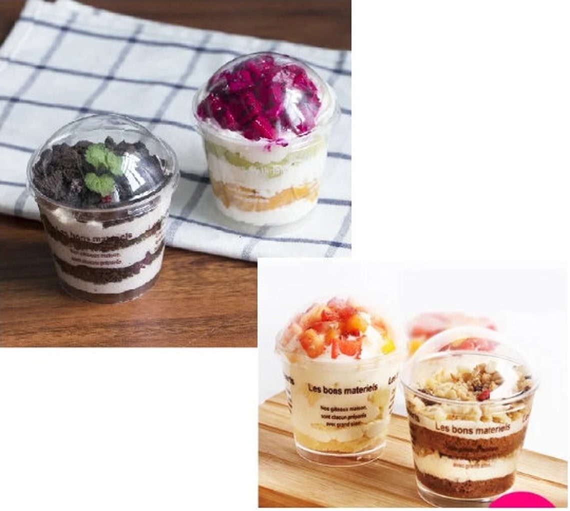 Disposable Dessert Cake Cups With Lids & Spoons 200ml 20pcs - Etsy