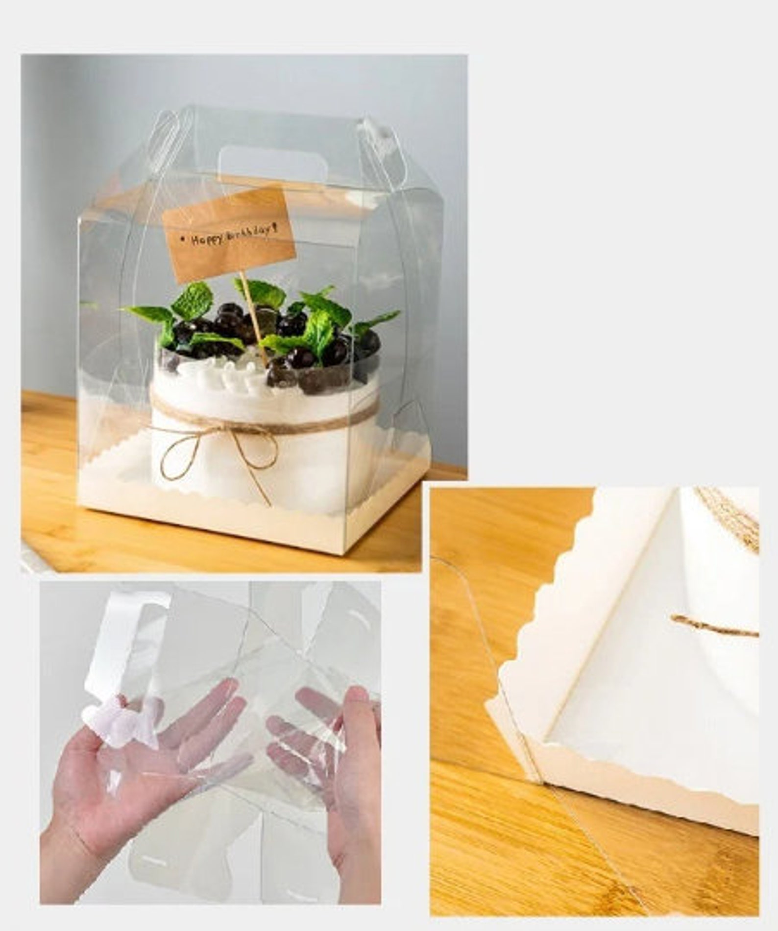 6" Transparent Cake Box With Handle - Etsy