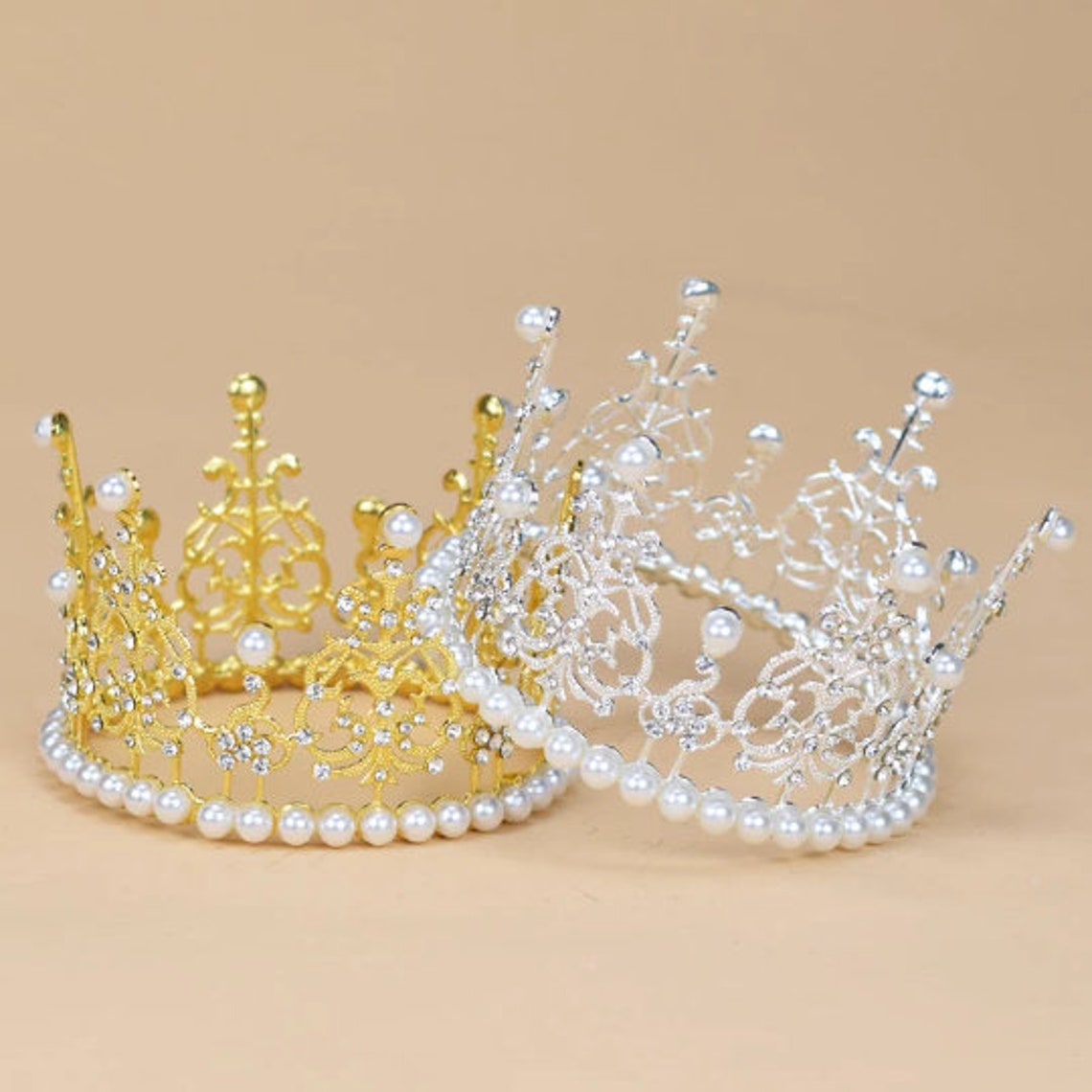 Pearl Style Crown Cake Topper gold or Silver - Etsy