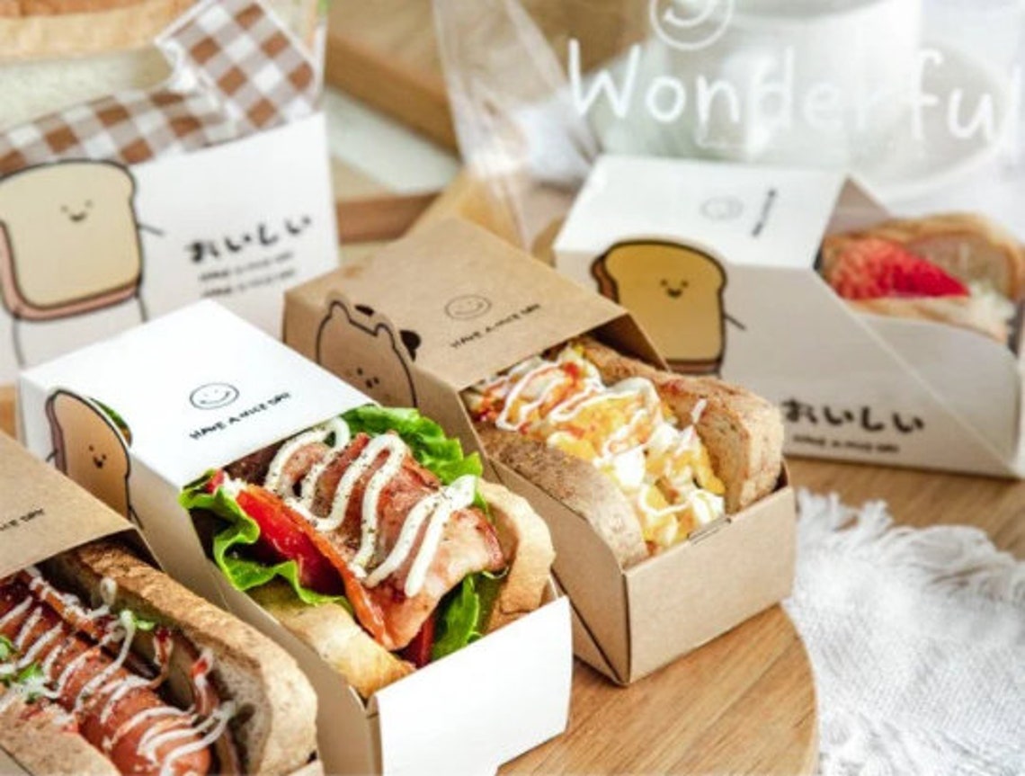 Sandwich Packaging Box 10 Sets - Etsy