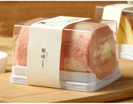 Mini Clear Plastic Swiss Roll Cake Box With Fork Set 10pcs Set - Etsy
