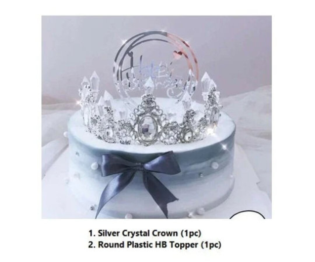 Silver Crown Cake Topper Set - Etsy