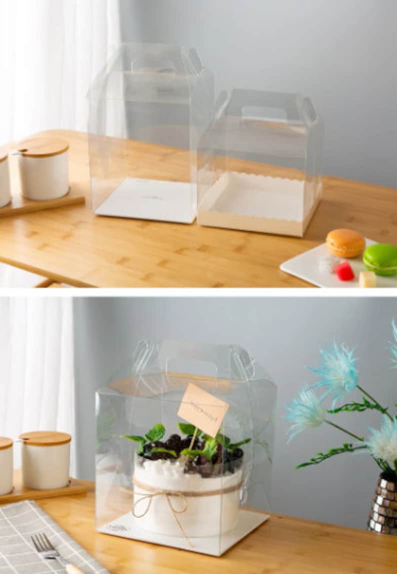 6" Transparent Cake Box With Handle - Etsy