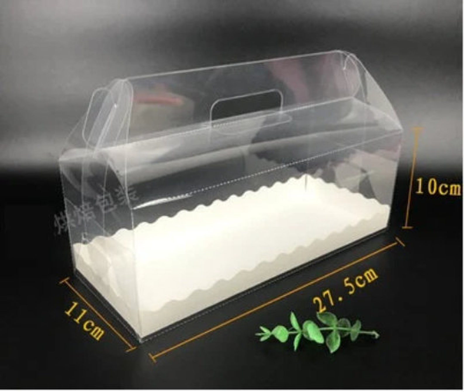 Clear Plastic Swiss Roll Cake Box With White Inserts & Handle | Etsy