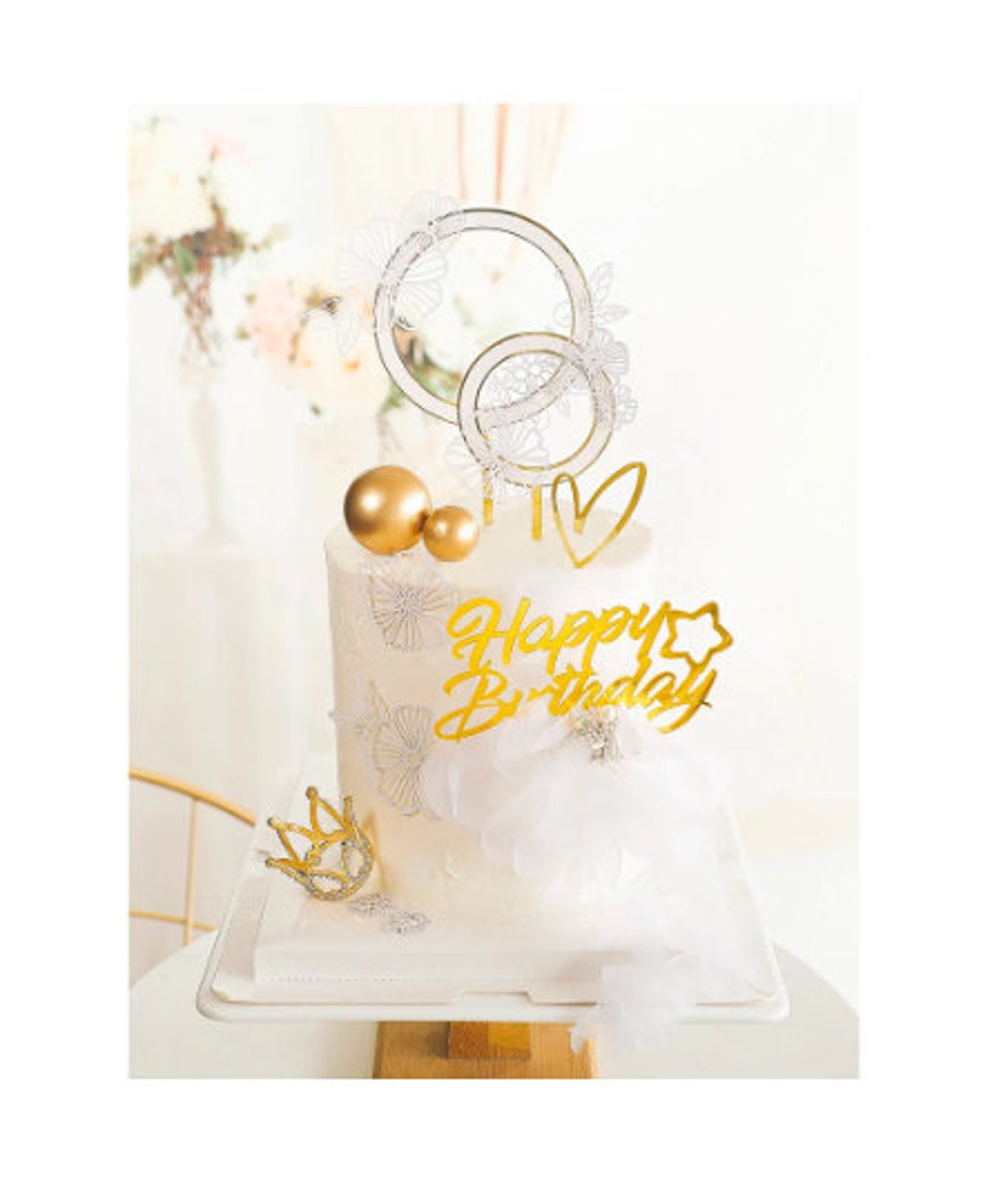 Lace Flower Acrylic Cake Topper Set - Etsy