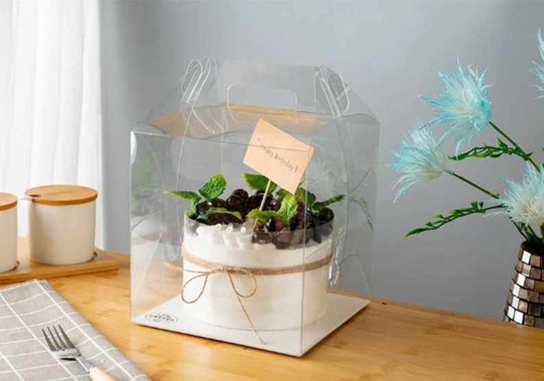 6" Transparent Cake Box With Handle - Etsy