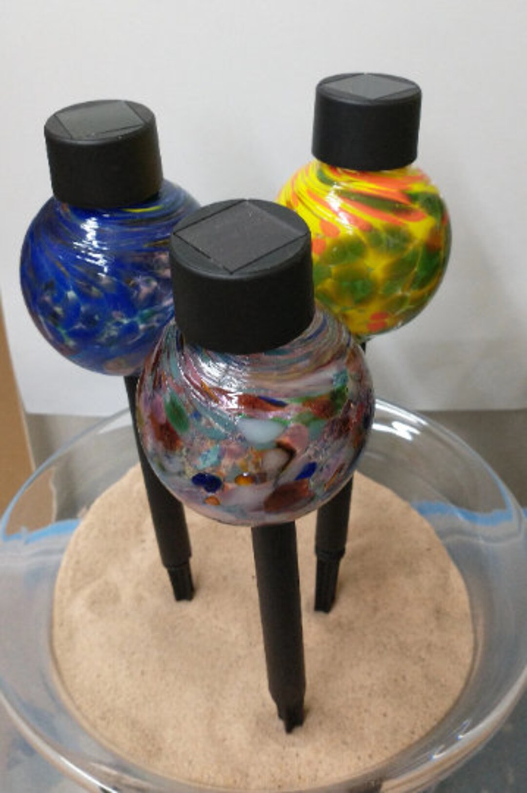 Glass Solar Light THREE Led White Light Solar Light MIX and MATCH Hand ...