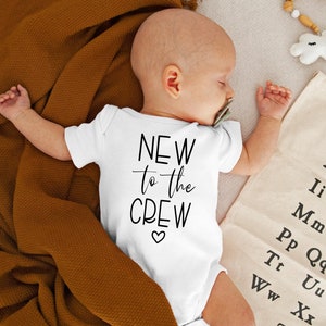 New to the Crew Baby Bodysuit, Cute Baby Announcement Onesie®, Minimalist Baby Reveal Bodysuit ...