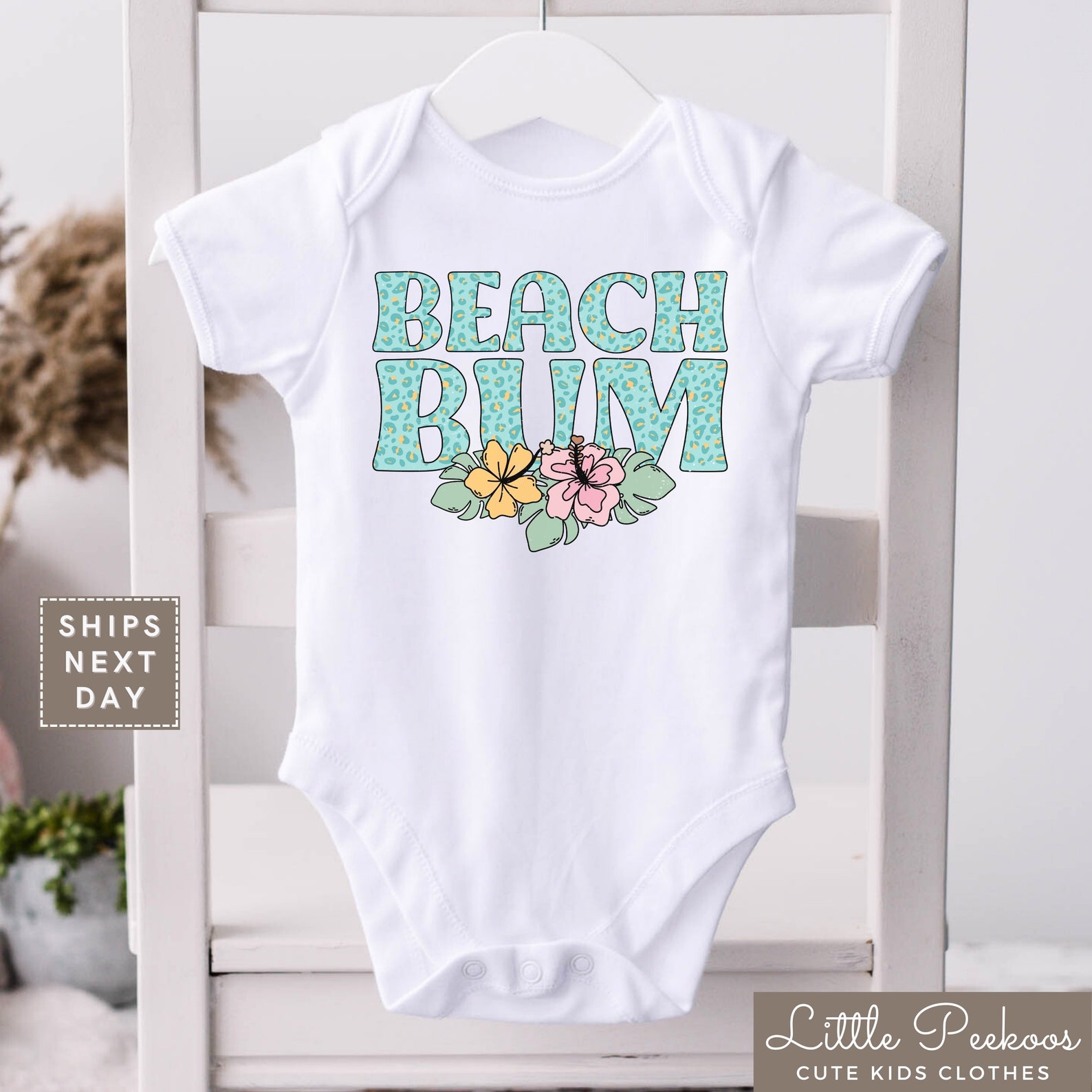 Retro Summer Girls Baby Onesie® - Beach Bum Kids Shirt - Cute Summer ...