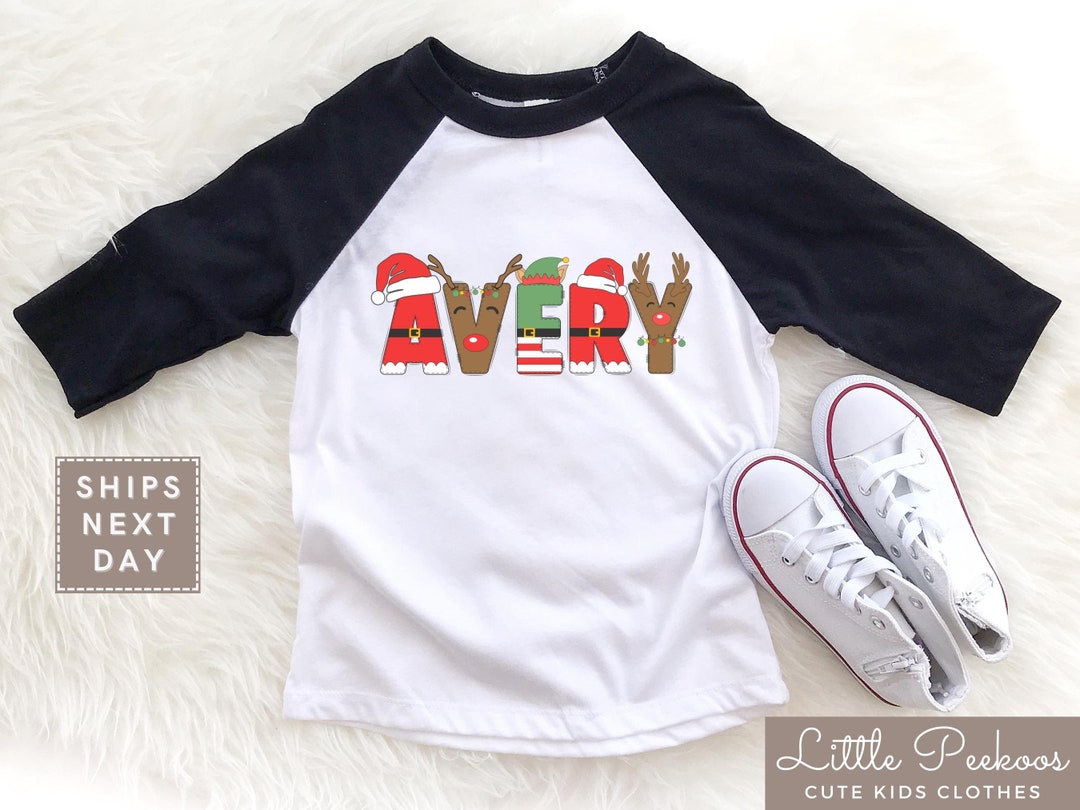 Personalized Name Christmas Raglan Shirt, Custom Christmas Letters ...