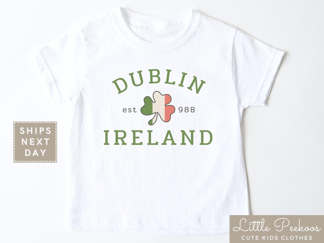 Dublin Ireland Est. 988 Minimalist Kids Shirt, Ireland Natural Baby ...