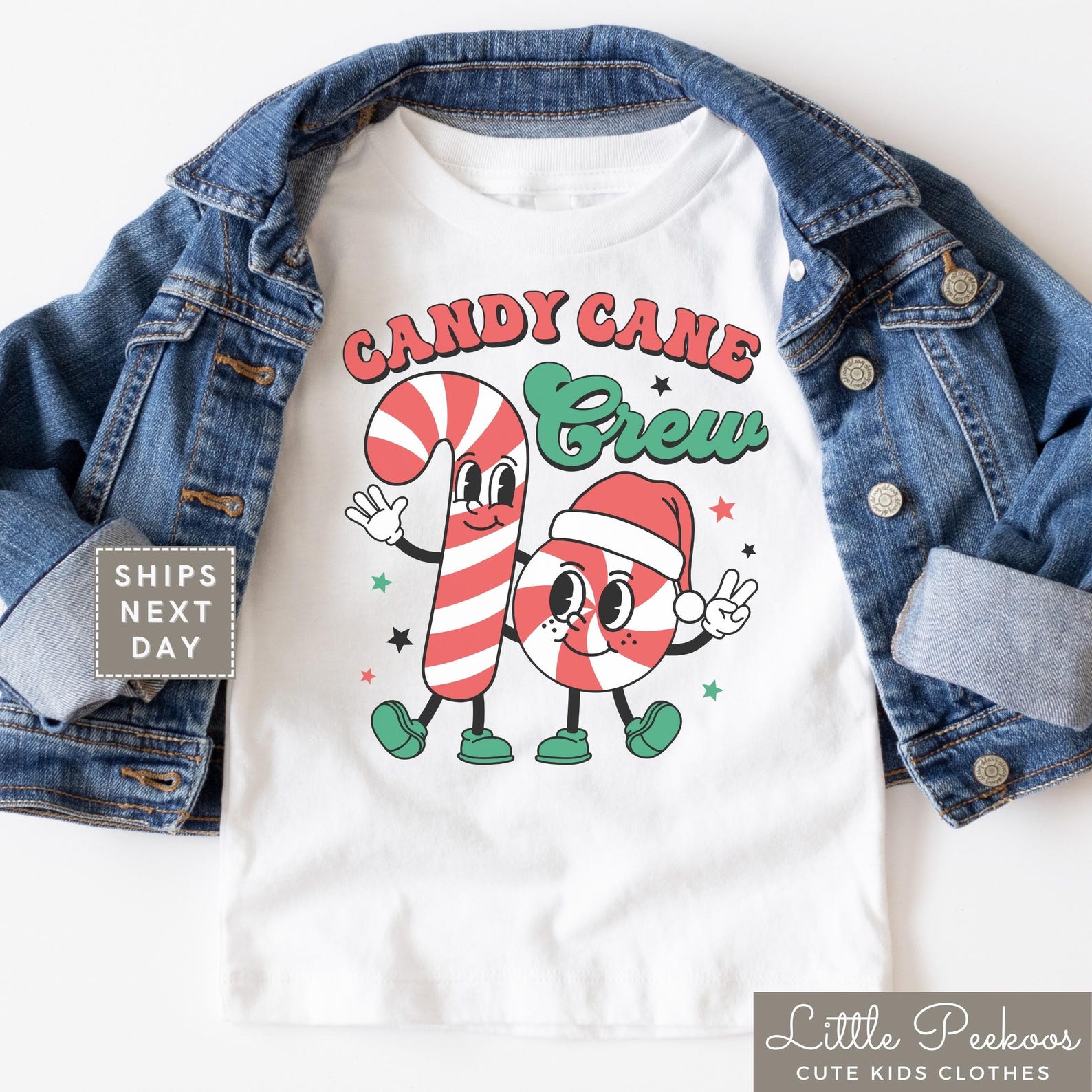 Retro Candy Cane Crew Christmas Toddler Shirt, Funny Christmas Baby Tee ...