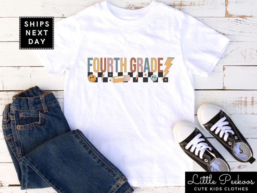 Retro Checker Fourth Grade T-shirt Trendy 4th Grade Raglan - Etsy