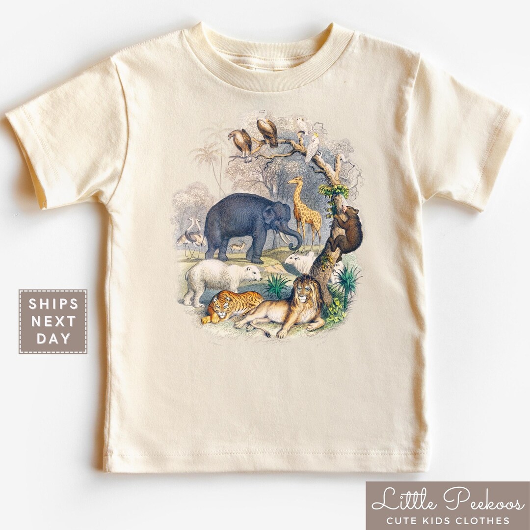 Vintage Zoo Animals Kids Shirt - Lion, Tiger, Elephant Toddler Tee ...