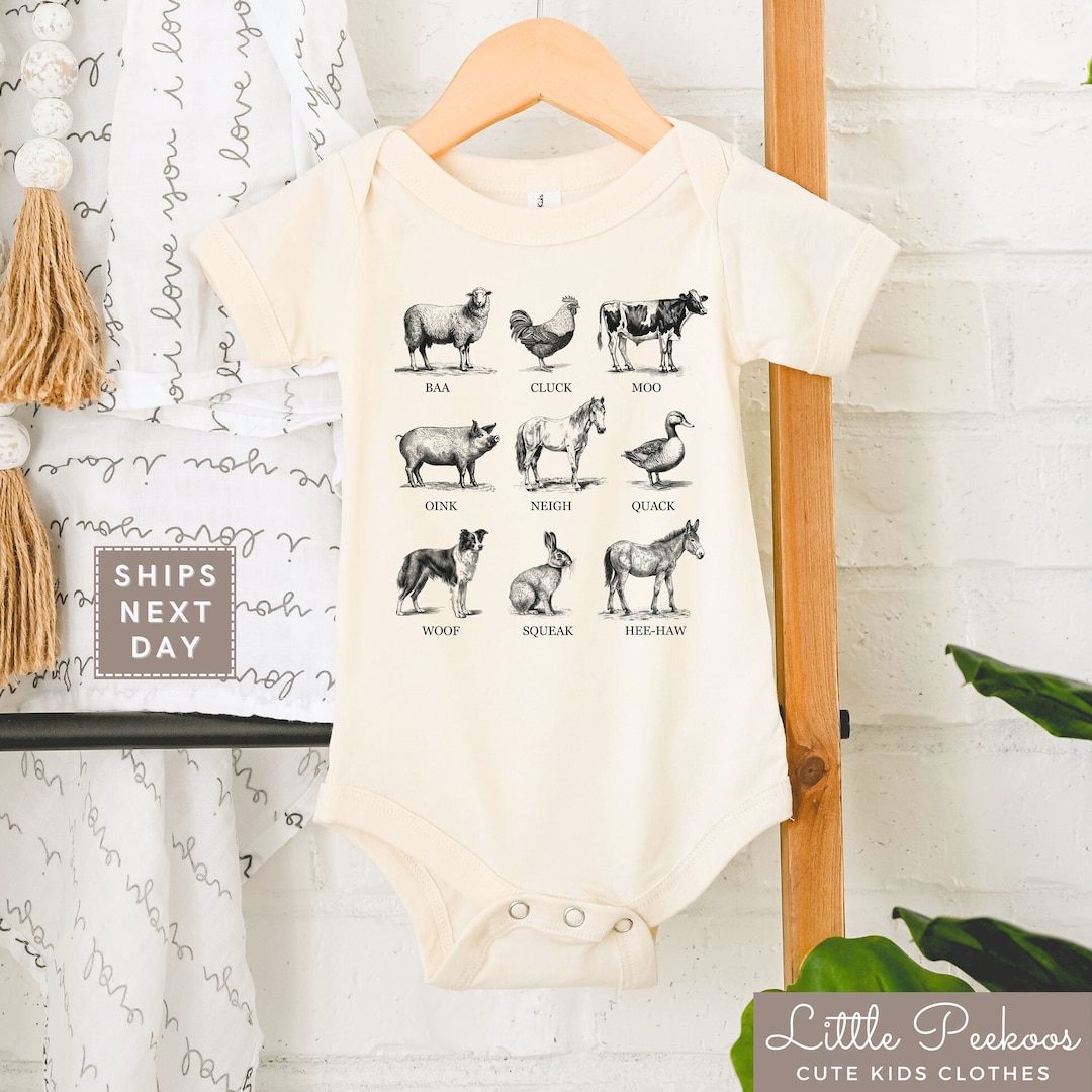 Farm Animal Baby Onesie®, Cute Animal Collage Toddler Shirt, Animal ...