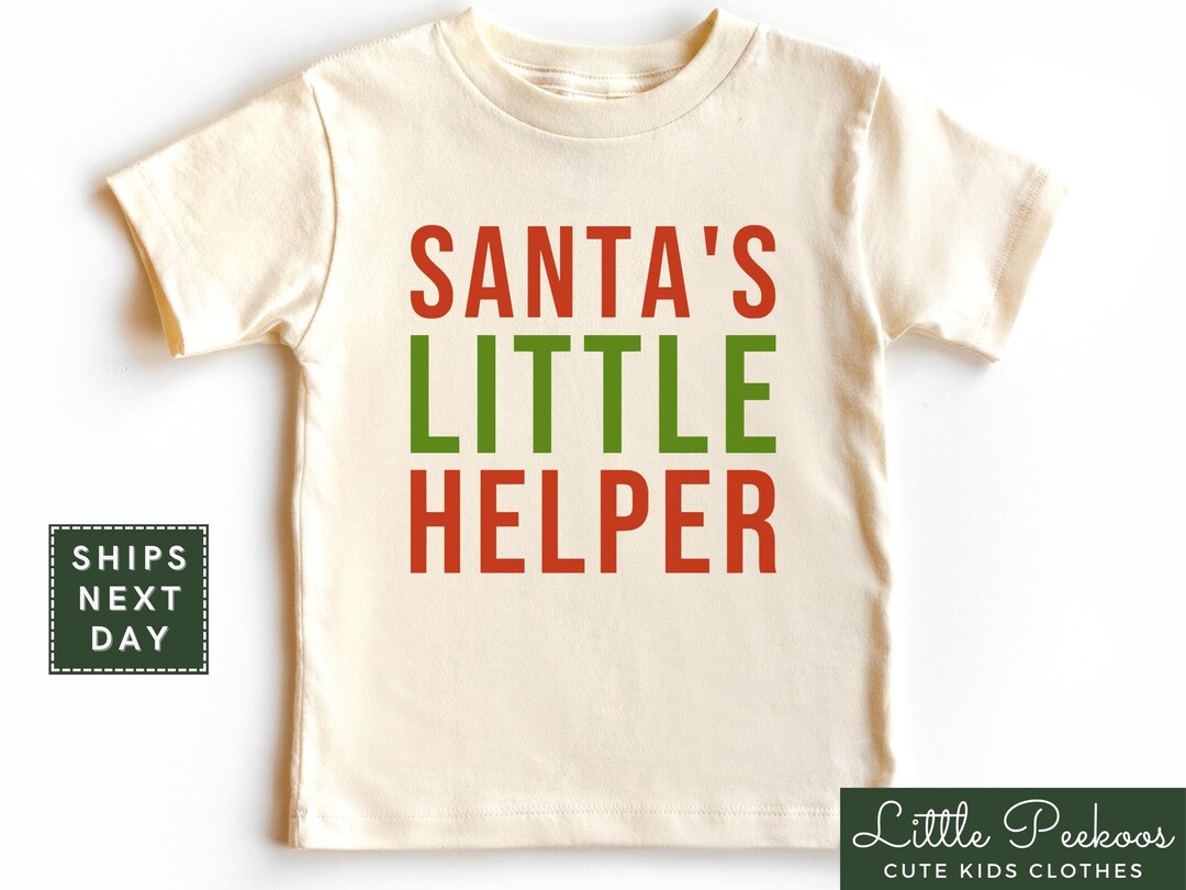 Santa's Little Helper Natural Toddler Shirt, Cute Minimalistic ...