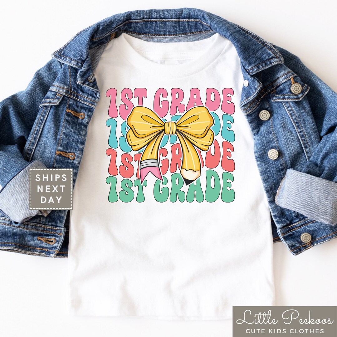 First Grade Toddler Shirt - Cute Girls First Day of 1st Grade Tee ...