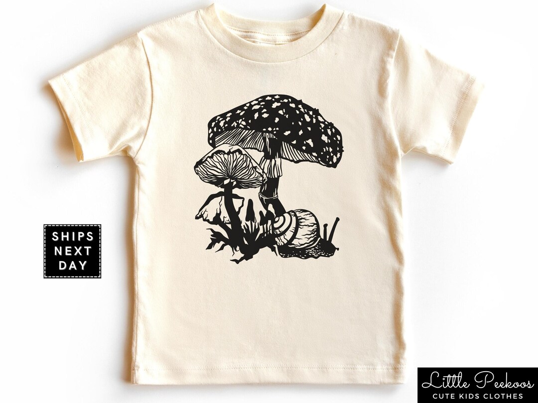 Cottage Core Toddler Shirt, Cute Snail Mushroom Natural Onesie®, Cute ...