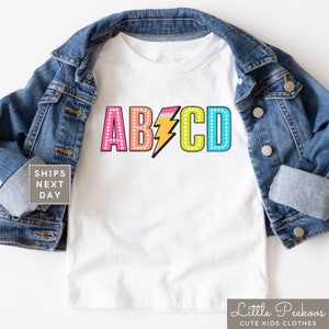ABCD Back to School Kids Shirt - Girls First Day of School Tee - Cute ...
