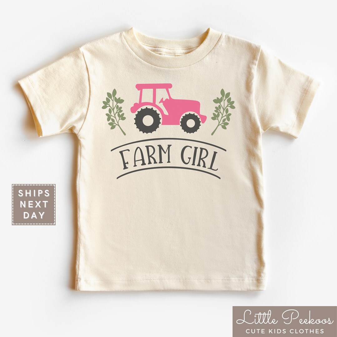 Farm Girl Natural Toddler Shirt, Cute Pink Tractor Baby Onesie®, Cute ...