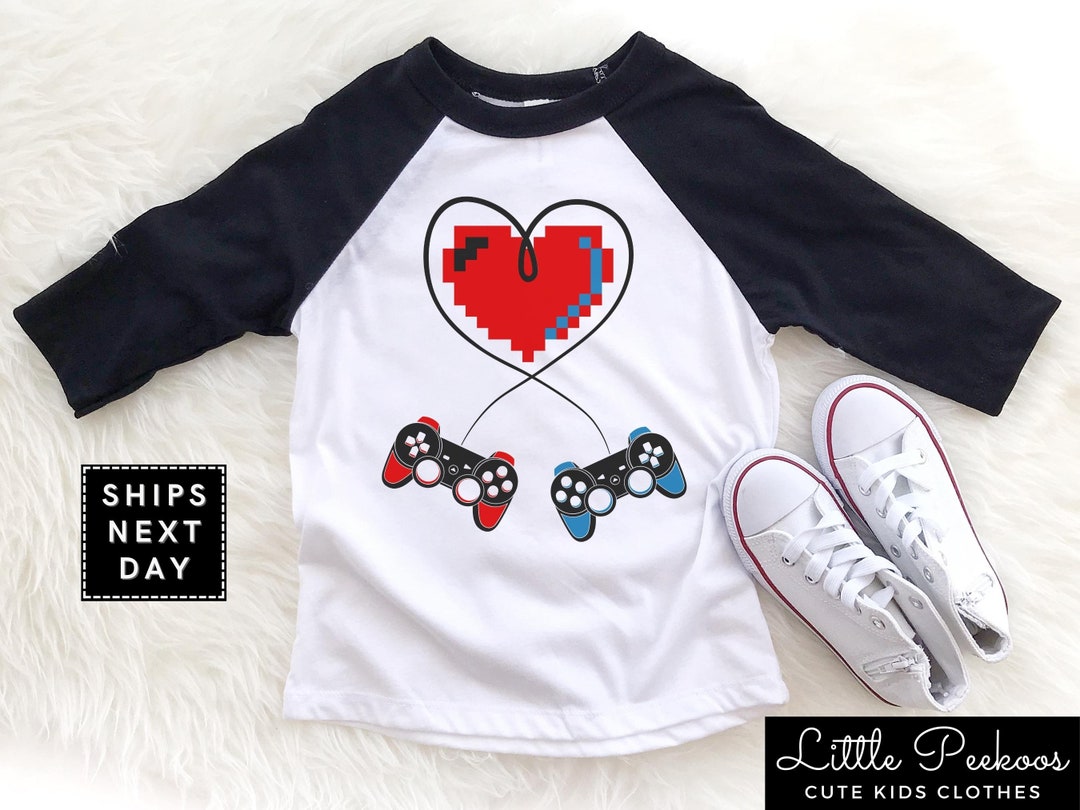 Video Game Controllers Kids Raglan, Funny Gamer Valentine's Baby Onesie ...