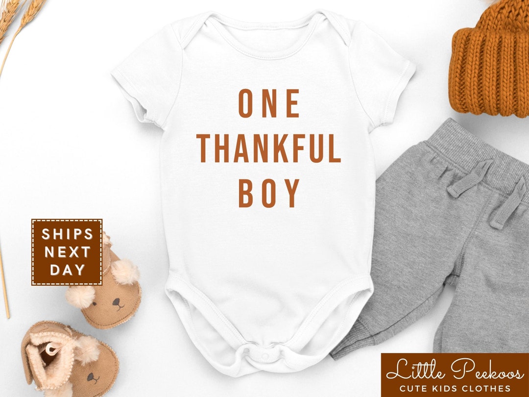 One Thankful Boy Baby Onesie® Cute Fall Natural Toddler - Etsy