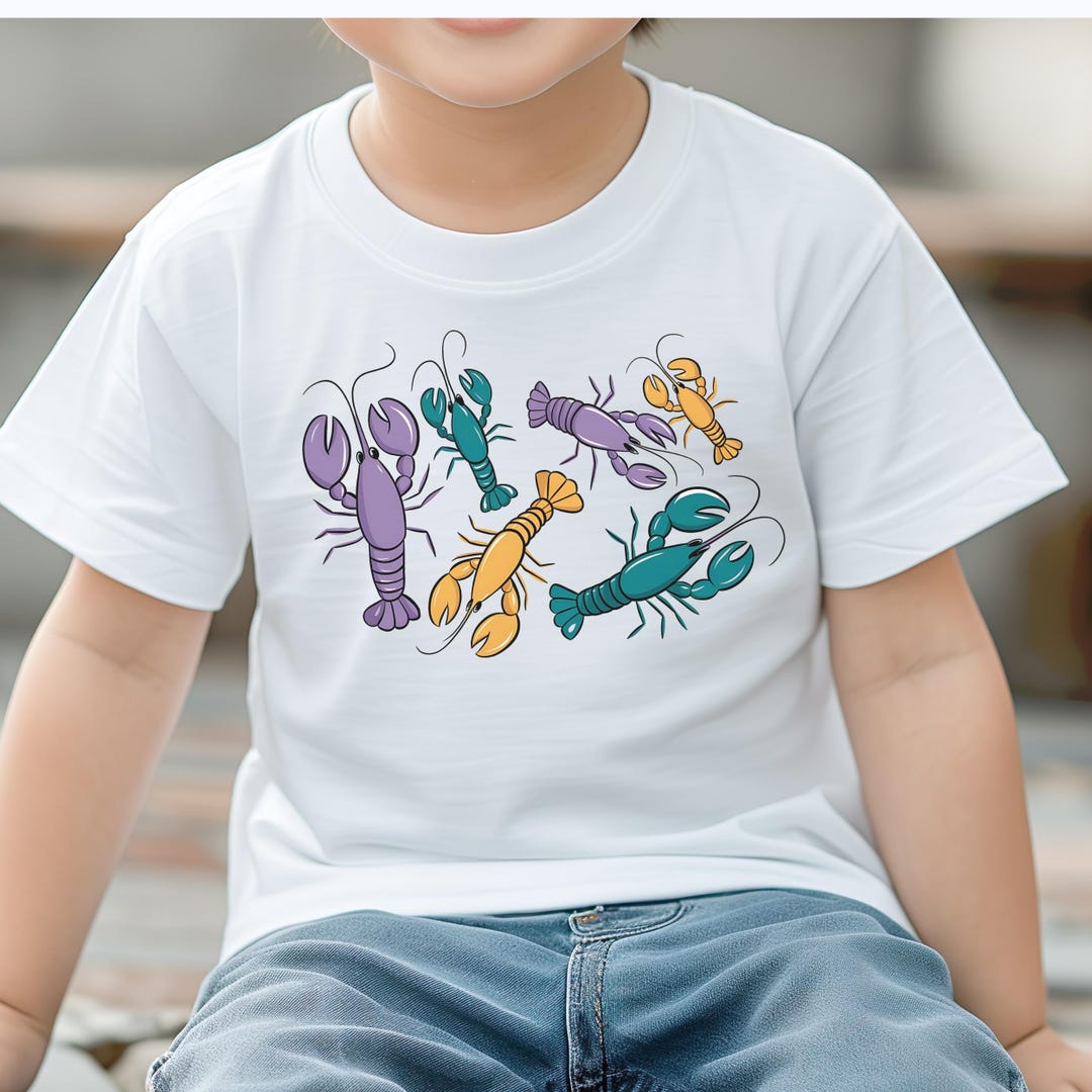 Mardi Gras Kids Shirt, Craw Fish Collage Mardi Gras Festival Toddler ...