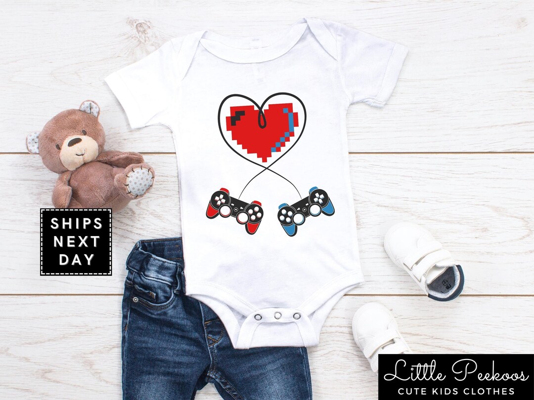 Video Game Controllers Baby Onesie®, Funny Gamer Valentine's Kids ...