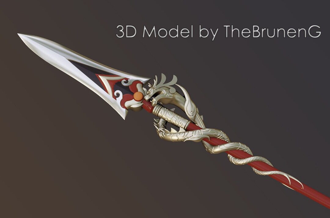 Genshin Impact Cosplay Dragons Bane Spear 3D Print File - Etsy