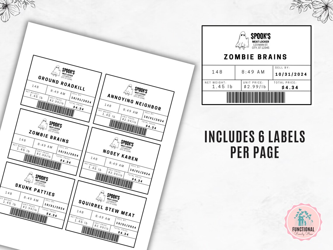 Halloween Meat Label Template Editable Halloween Treat - Etsy