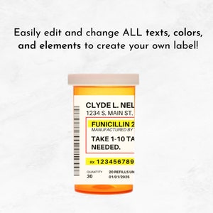 Prescription Label Template | Editable Horizontal RX Bottle Label ...
