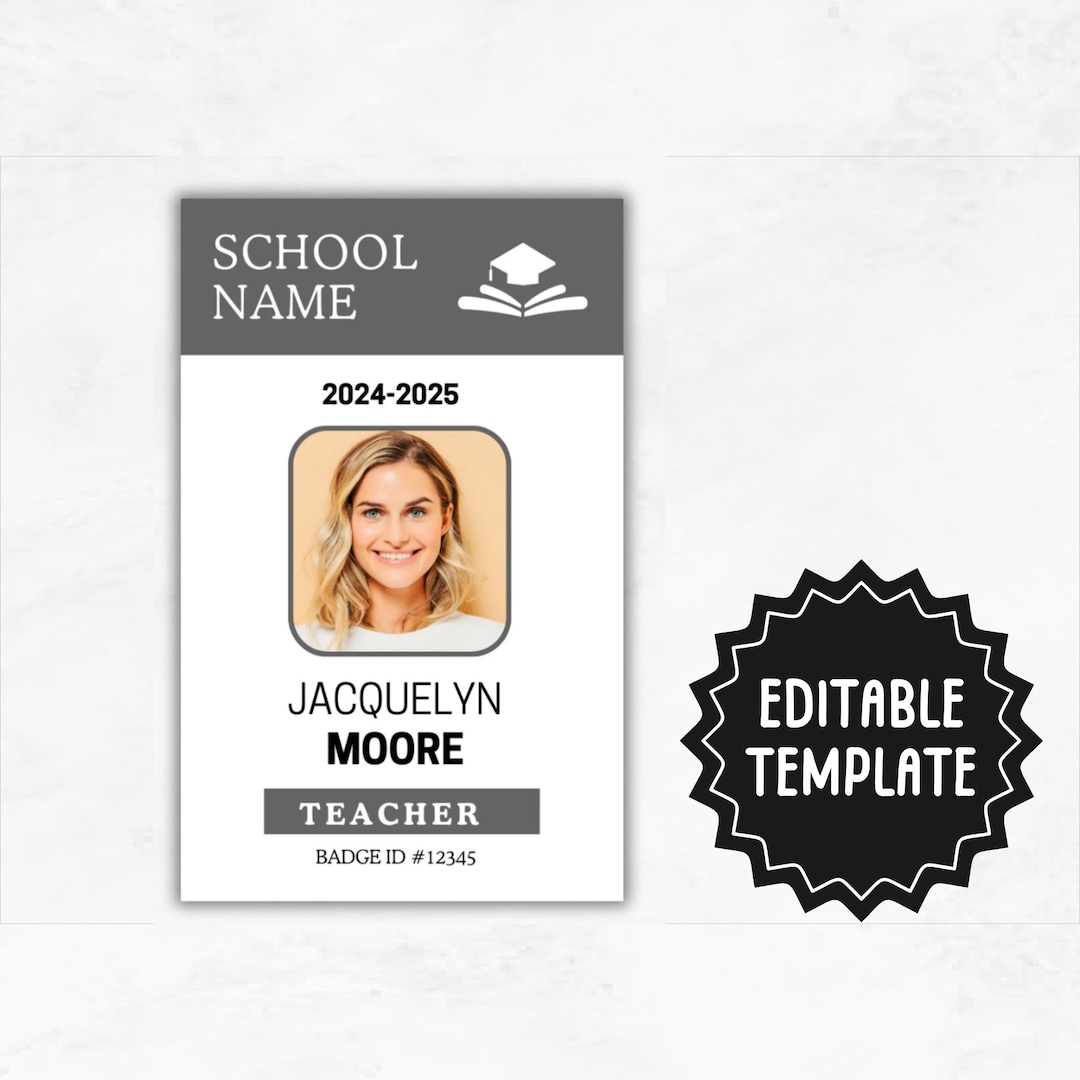 Teacher ID Card Template | Customizable Template | Custom Teacher ID ...