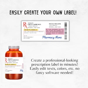 Prescription Label Template | Editable Horizontal RX Bottle Label ...