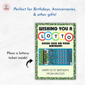 Birthday Lottery Ticket Holder Template | Editable Wish You a Lotto ...